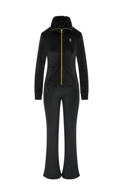Alps Soft Velvet Flared Jumpsuit Black - Onepiece